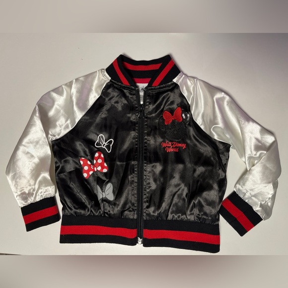 Disney | Jackets & Coats | Little Girls Disney Bomber Jacket Minnie ...